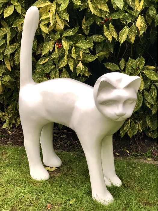 Poes glad groot wit 78 cm hoog